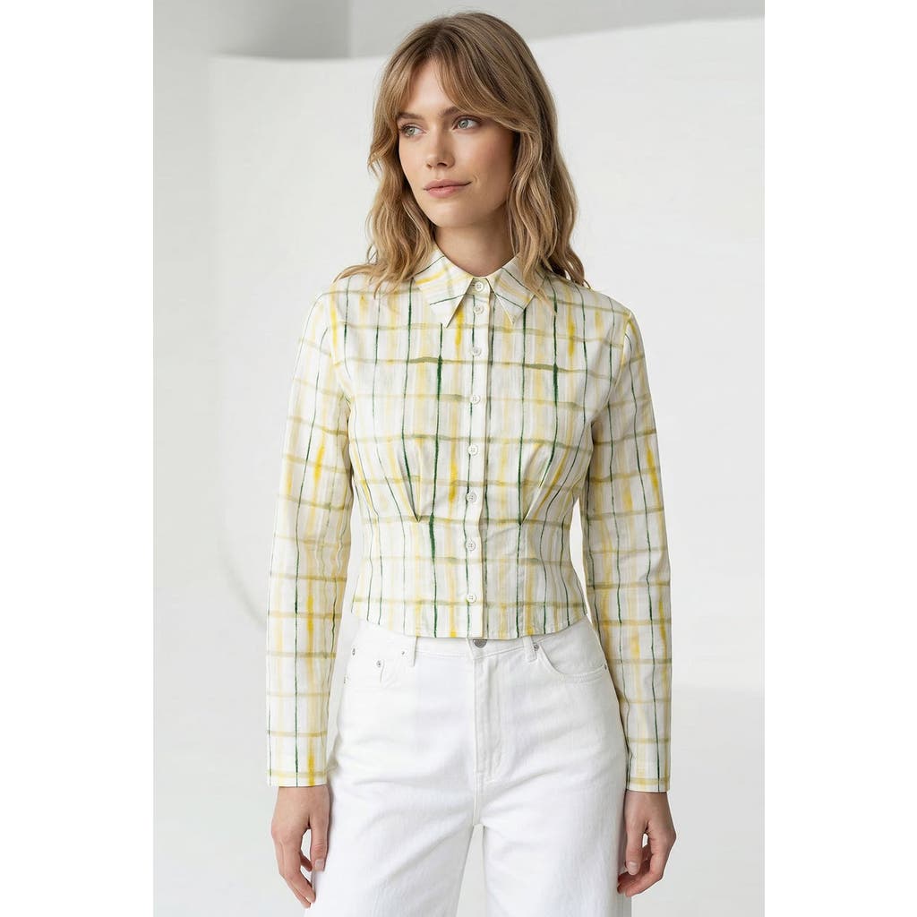 EXQUISE Exquise Floriana Long Sleeve Cropped Shirt